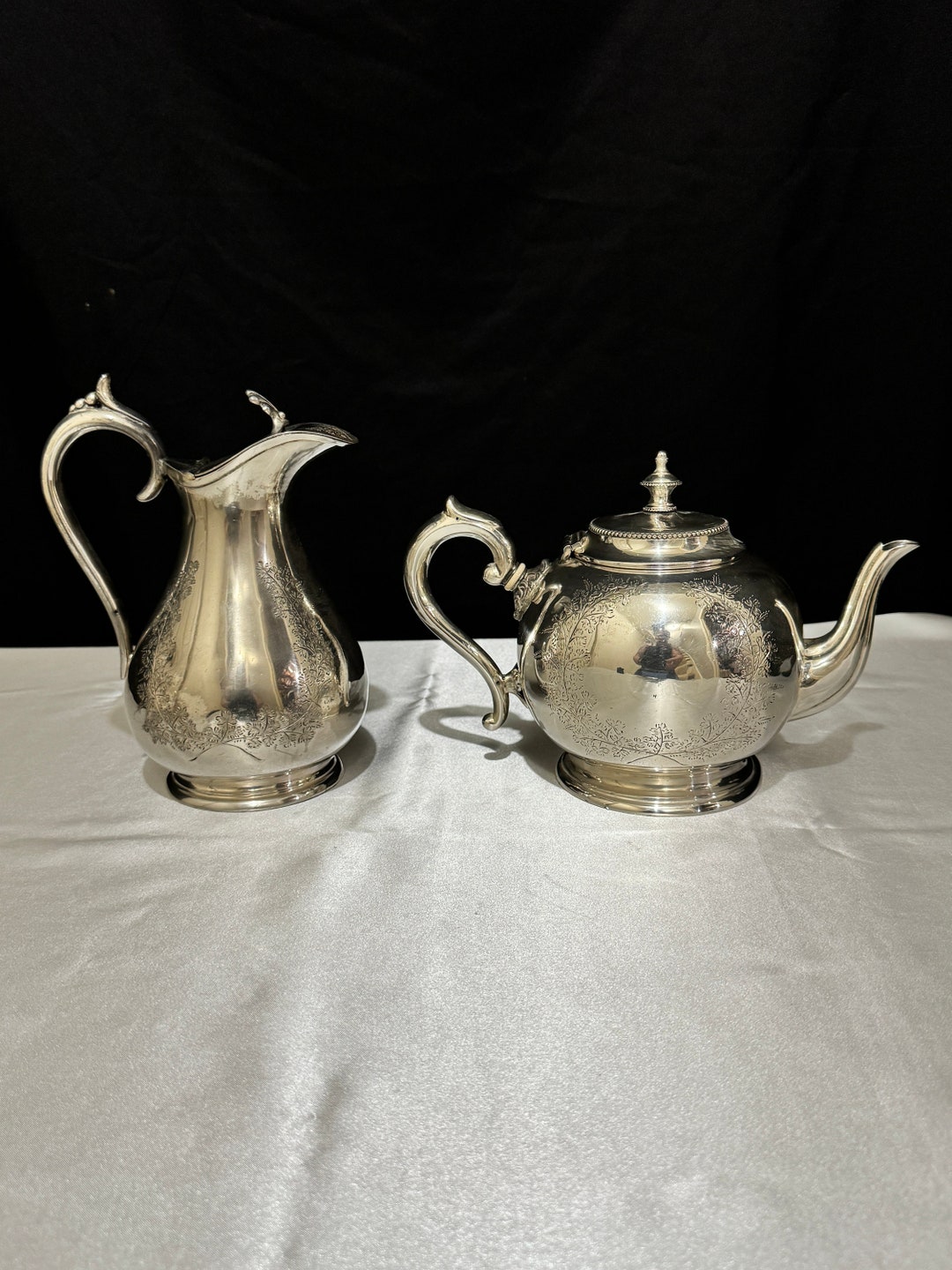 Silver Plated Teapot and Milk Jug or Creamer, (epbm)electroplate ...