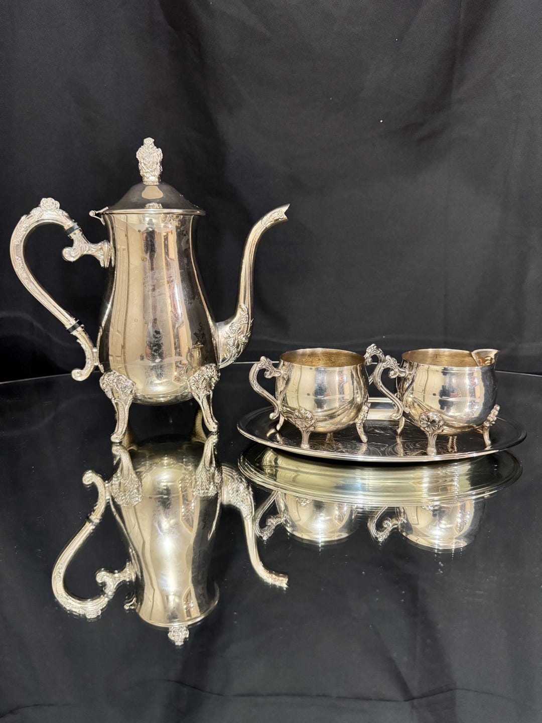 Silver Plated Tea Set: Leonard Silver Co. LEO9 Pattern With Rogers Tray ...