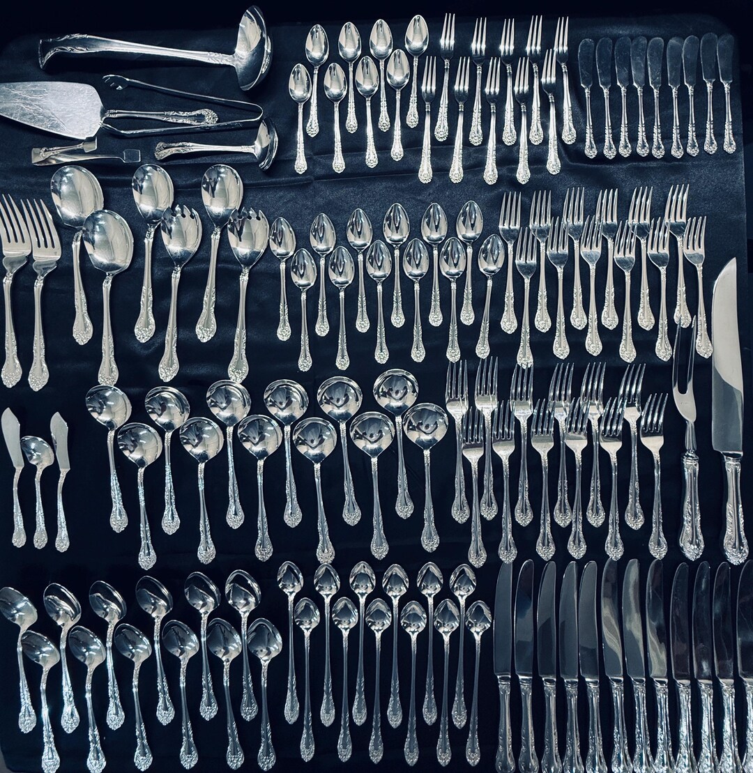 Large and Rare 129pc Nickel Silver Flatware Set Made by EC LTD, From ...