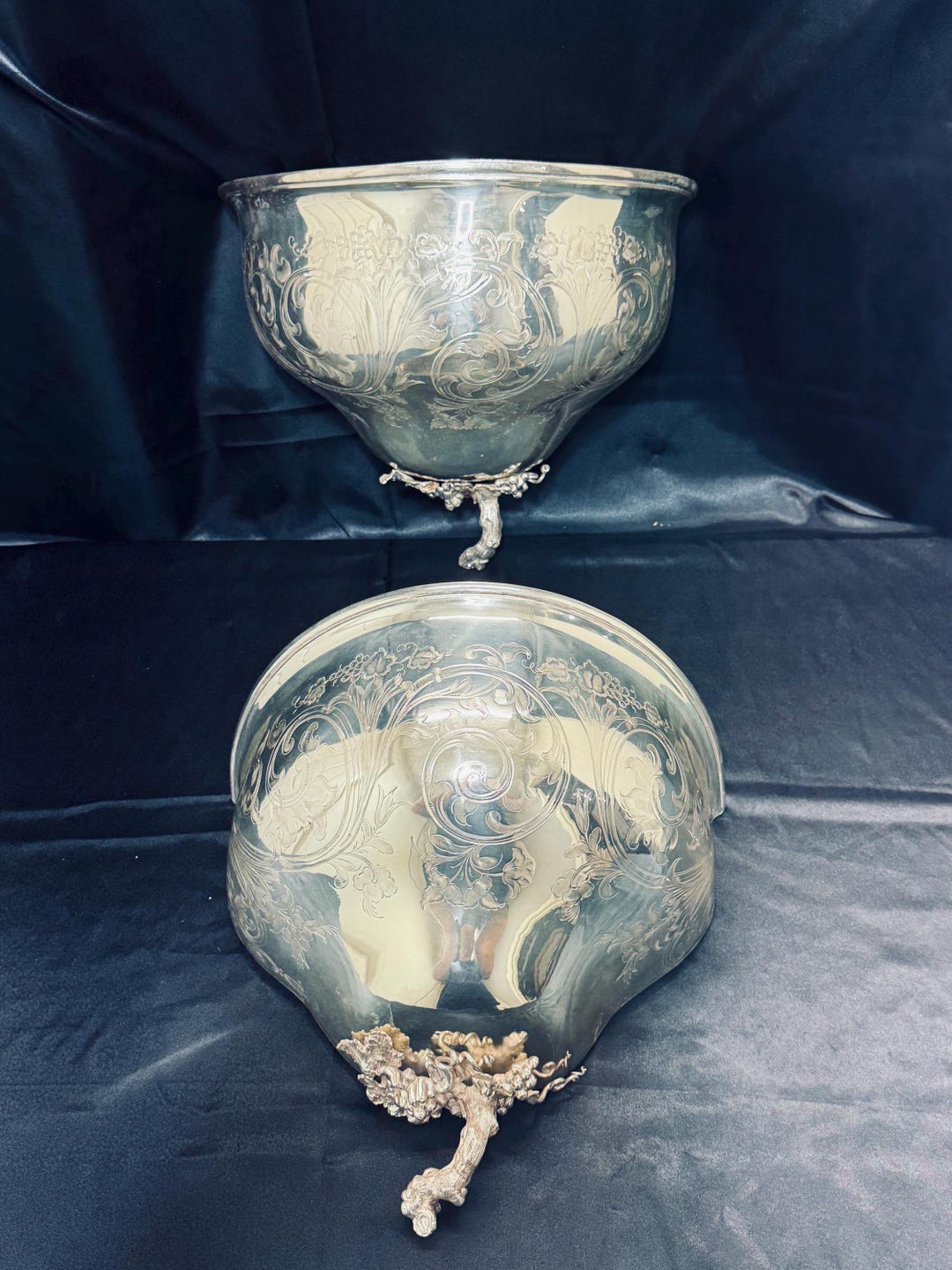 Vintage Silver Plate Wall Pocket Planters: Ornate Finials, 1930s Pair ...