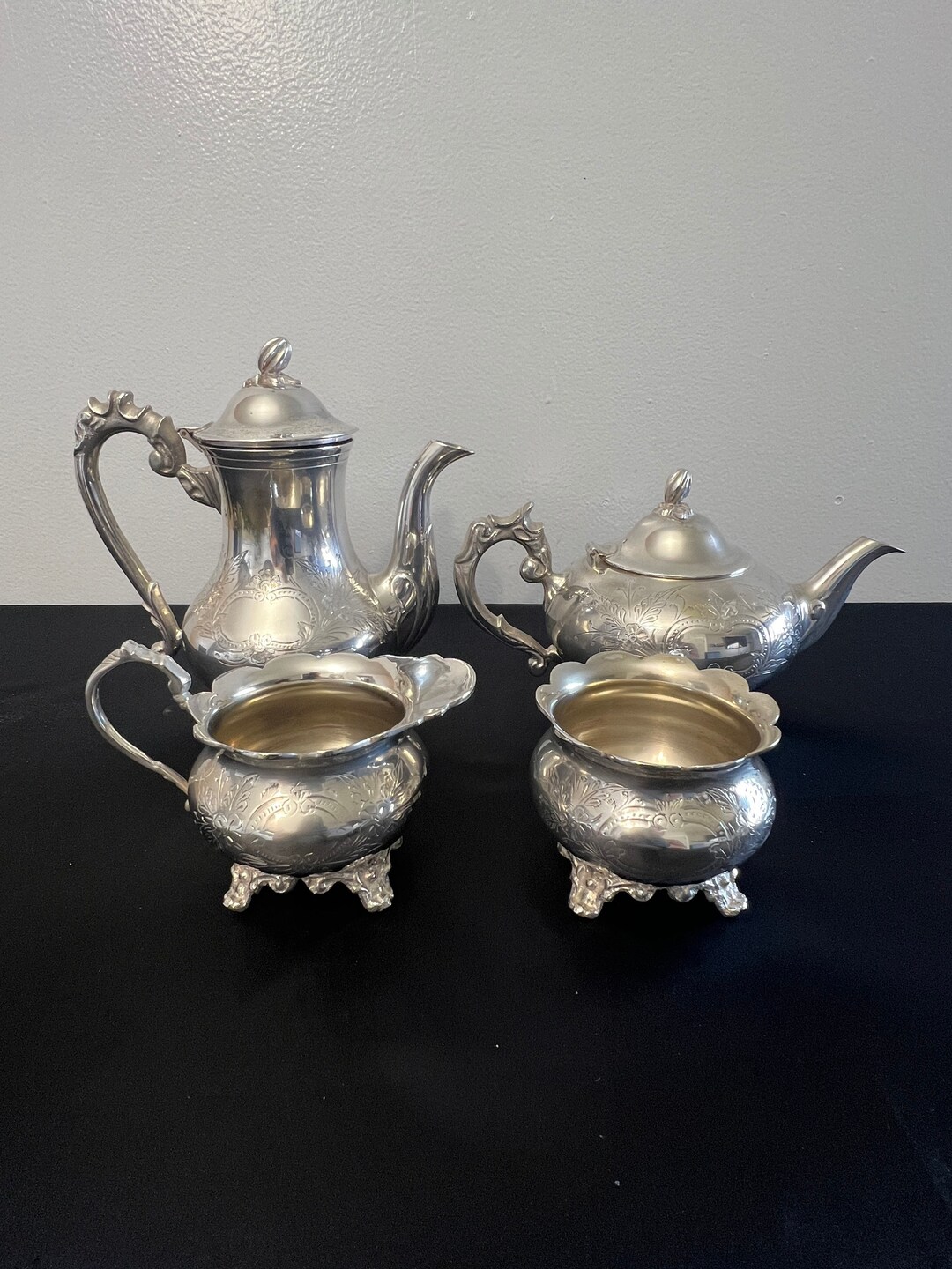 4pc Silver Plated Tea Set Made by India - Etsy