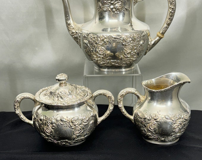 Art Nouveau 3pc Sterling Tea Set by Unger Brothers, Dating Around 1900 ...