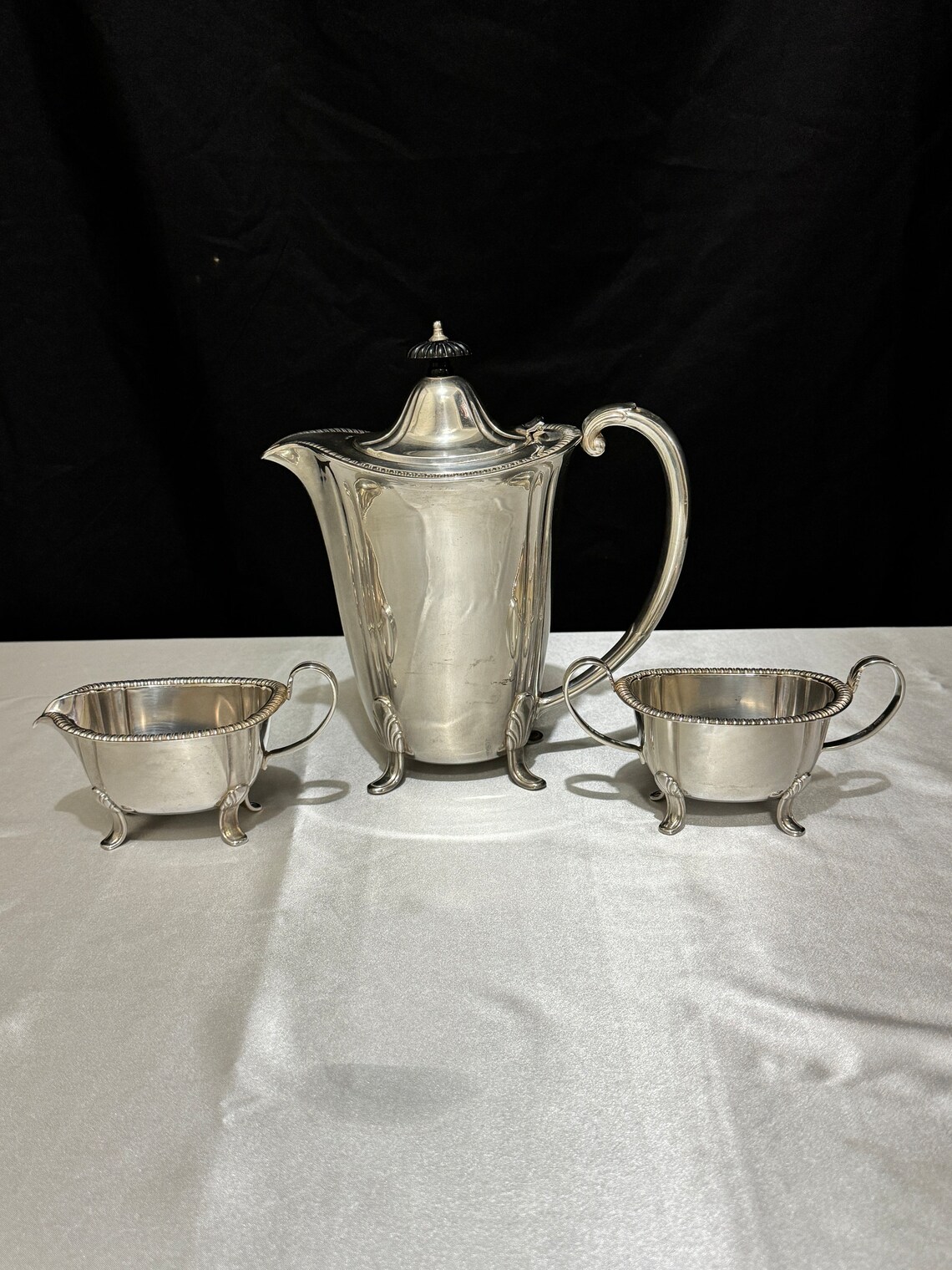 3pc Silver Plated Tea Set by Theodore Olsens Out of Norway, Monogrammed ...