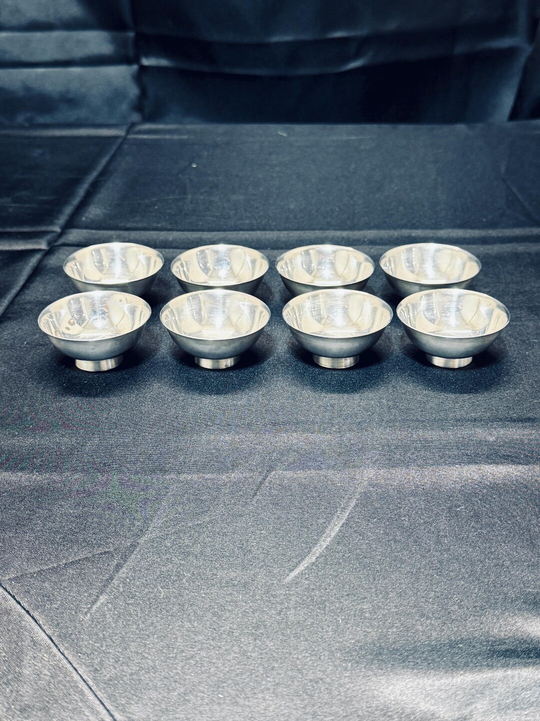 Set of 8 Little Individual Silverplate Japanese Serving Bowls. Sauces ...