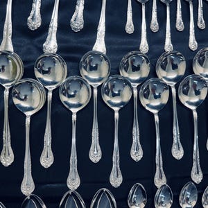 Large and Rare 129pc Nickel Silver Flatware Set Made by EC LTD, From ...