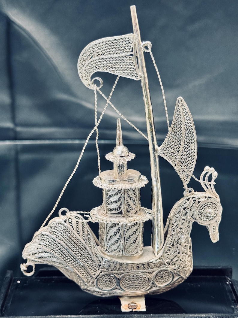 Tarakasi, Silver Filigree Art of a Peacock Boat - Etsy