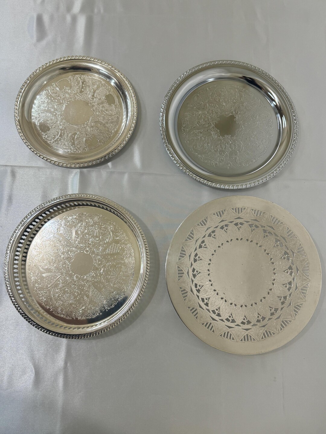 4 Silver Trays by Simpson, Hall, Miller and Co., International Silver ...