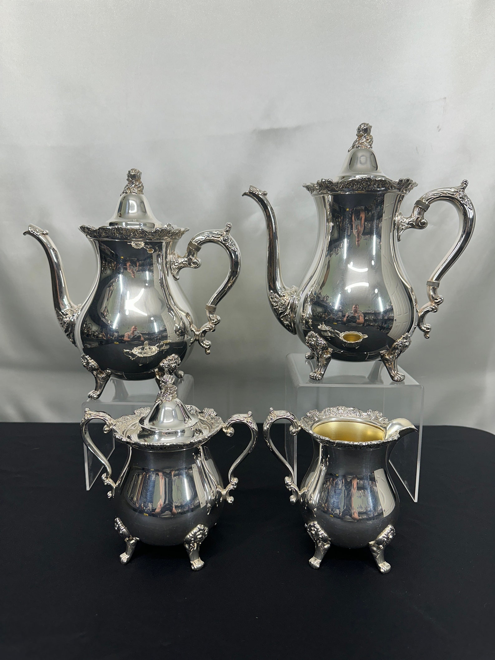 4pc Silver Plate Coffee and Tea Set Royal Rose Pattern by - Etsy