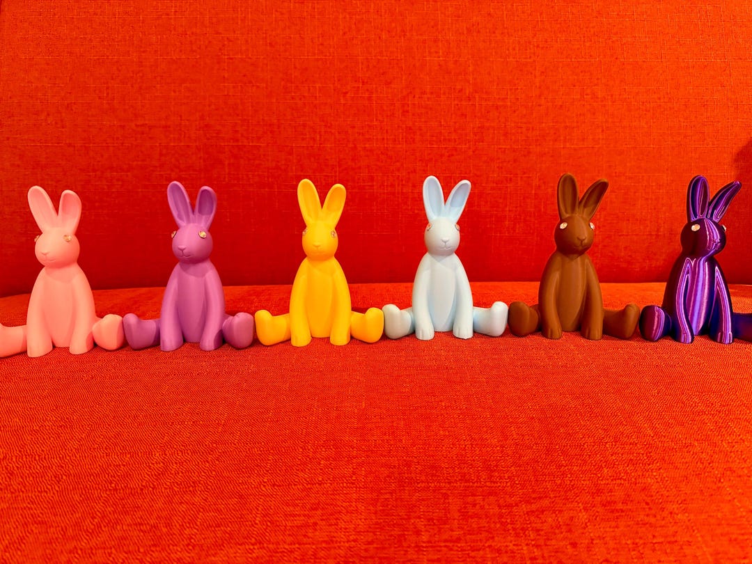 3D Printed Bunny Figurine | Modern Rhinestone Eyes Decor - Etsy