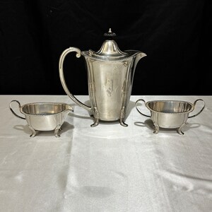 3pc Silver Plated Tea Set by Theodore Olsens Out of Norway, Monogrammed ...