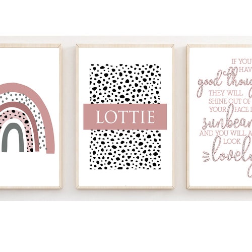 Rainbow Prints Dalmatian Print Nursery Prints Dusty Pink - Etsy UK