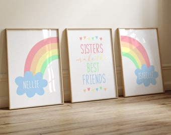 Rainbow Prints, Dalmatian Print Nursery Prints, Dusty Pink, Girls Wall ...