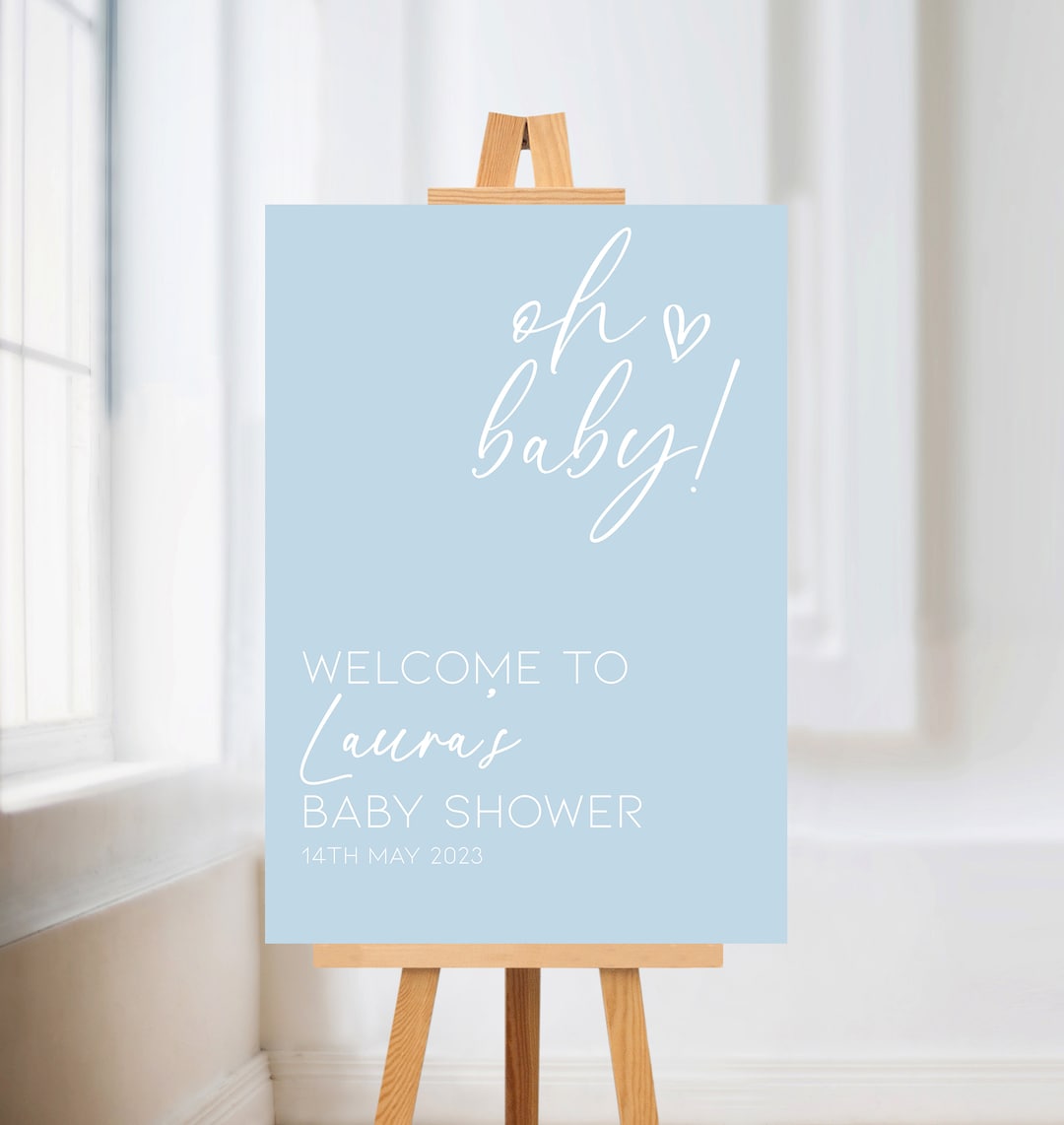 Baby Shower Oh Baby Theme Sign | Paper Poster, Blue Cloud Sign, Welcome ...