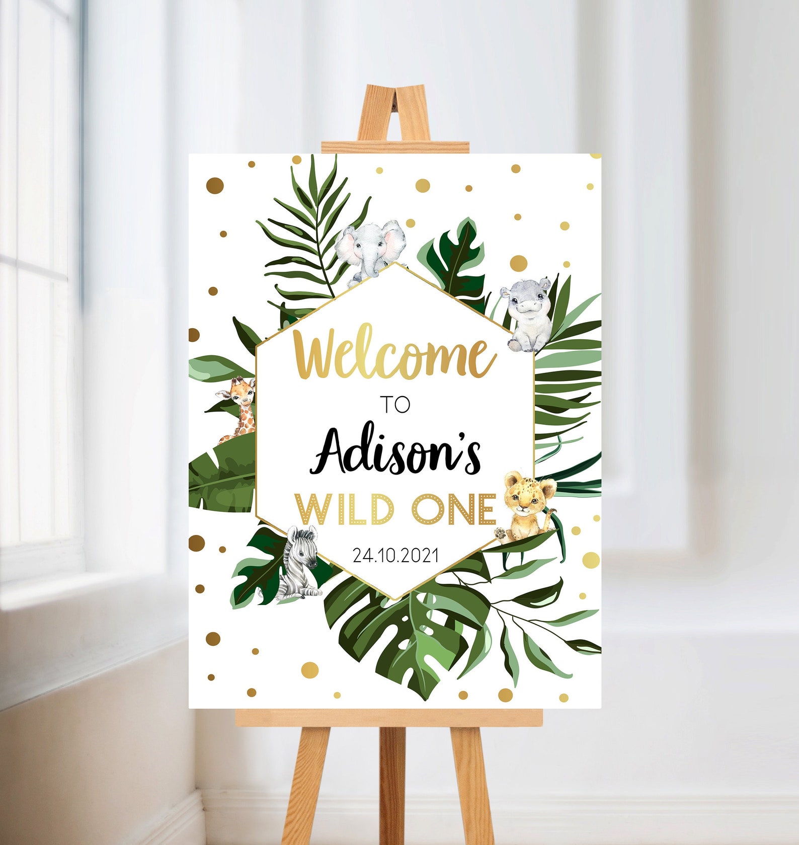 Welcome Baby Birthday Sign, Kids Birthday Party Sign, Safari Theme ...