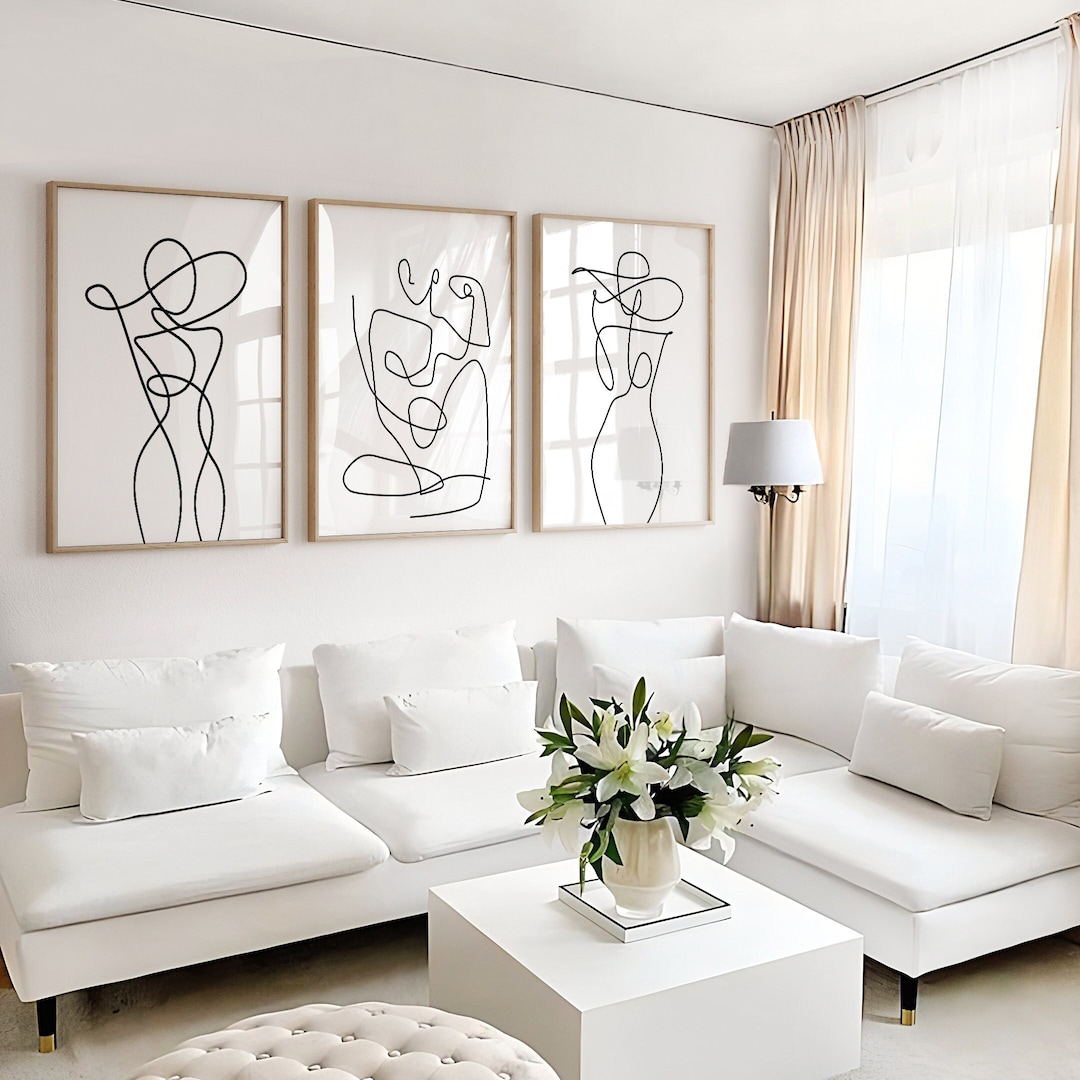 Set of 3 Abstract Line Art Prints, Line Drawing Woman, Line Art, Line ...