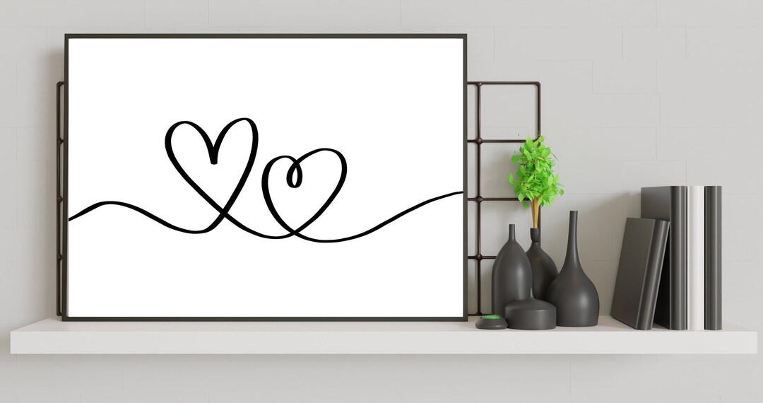 Line Heart Print, Line Art, Heart Drawing, Minimalistic Prints, Wall ...