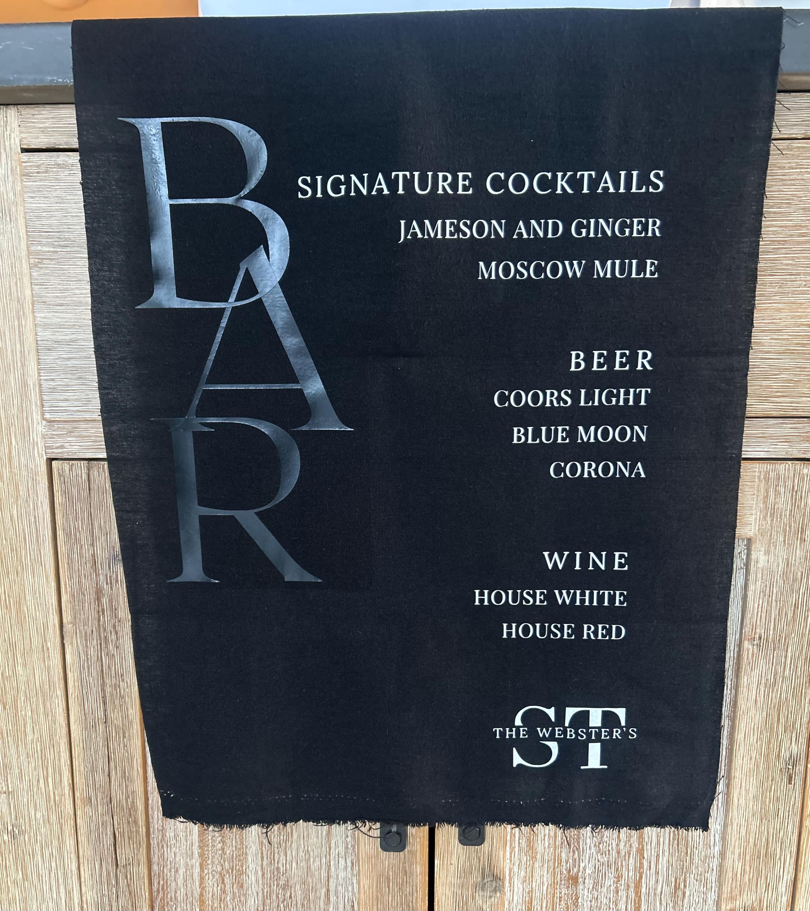 Black Fabric Bar Sign - Etsy