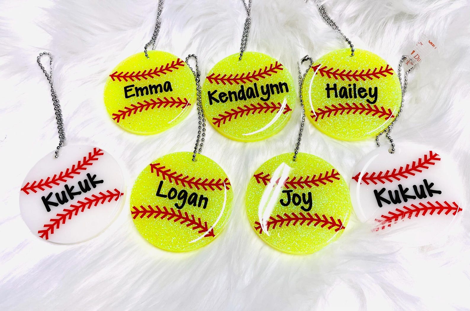 Resin Sports Bag Tags Name Tags Glitter Baseball Softball Volleyball ...