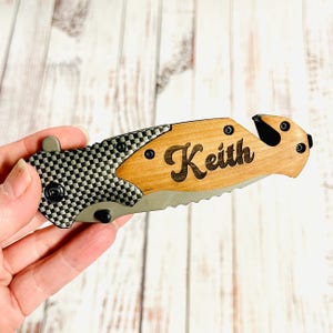 Laser Engraved Folding Pocket Knife, Handwritten Name, Camping, Hunting ...