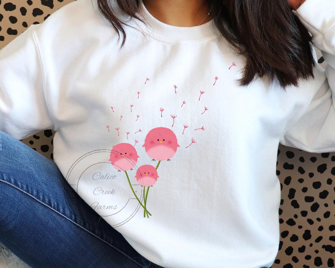 Cute Floofy Birds Dandelion Blowing Flowers Floral PNG Digital Design ...