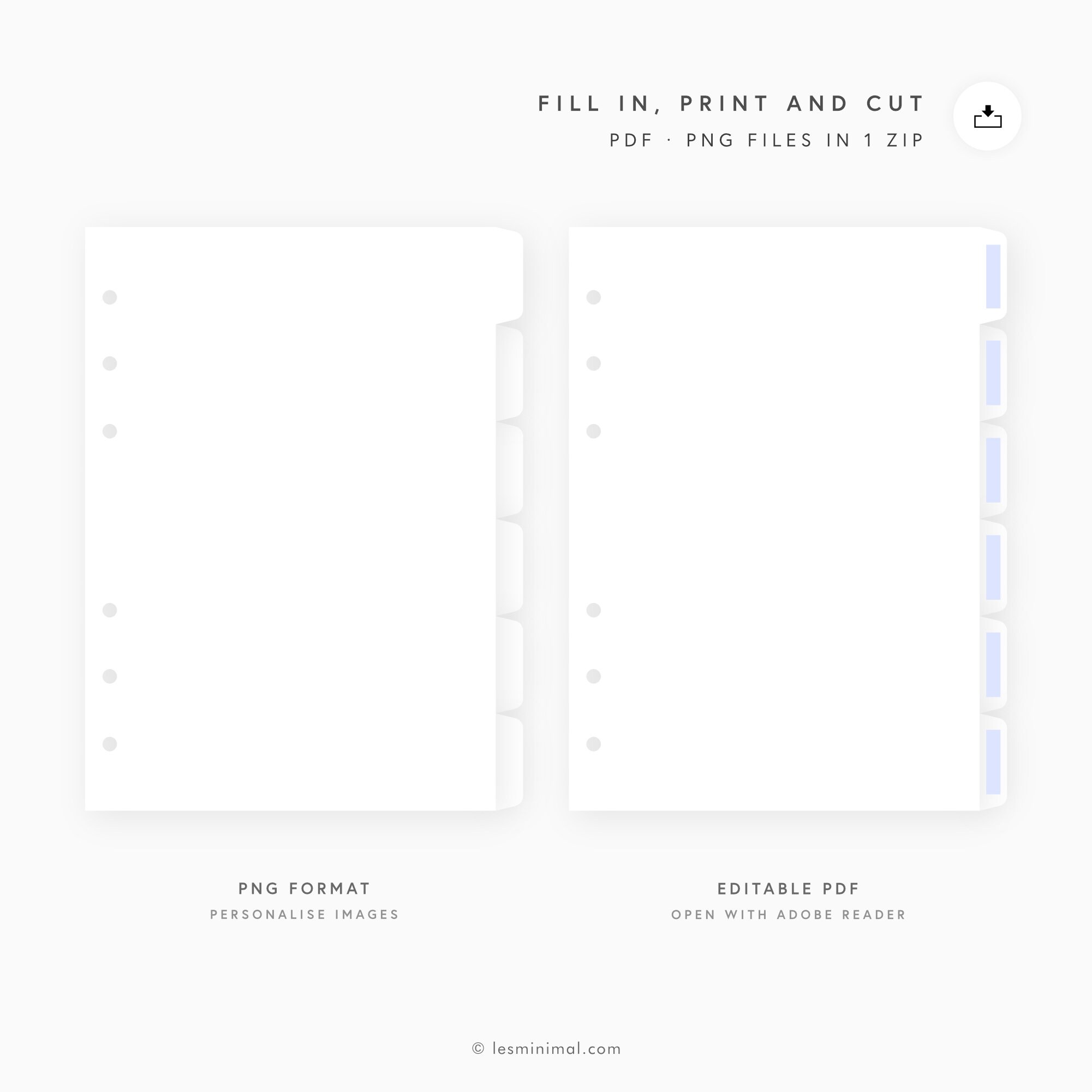 6 Blank Tabbed Dashboards Personal Wide Editable Dividers Template PDF ...