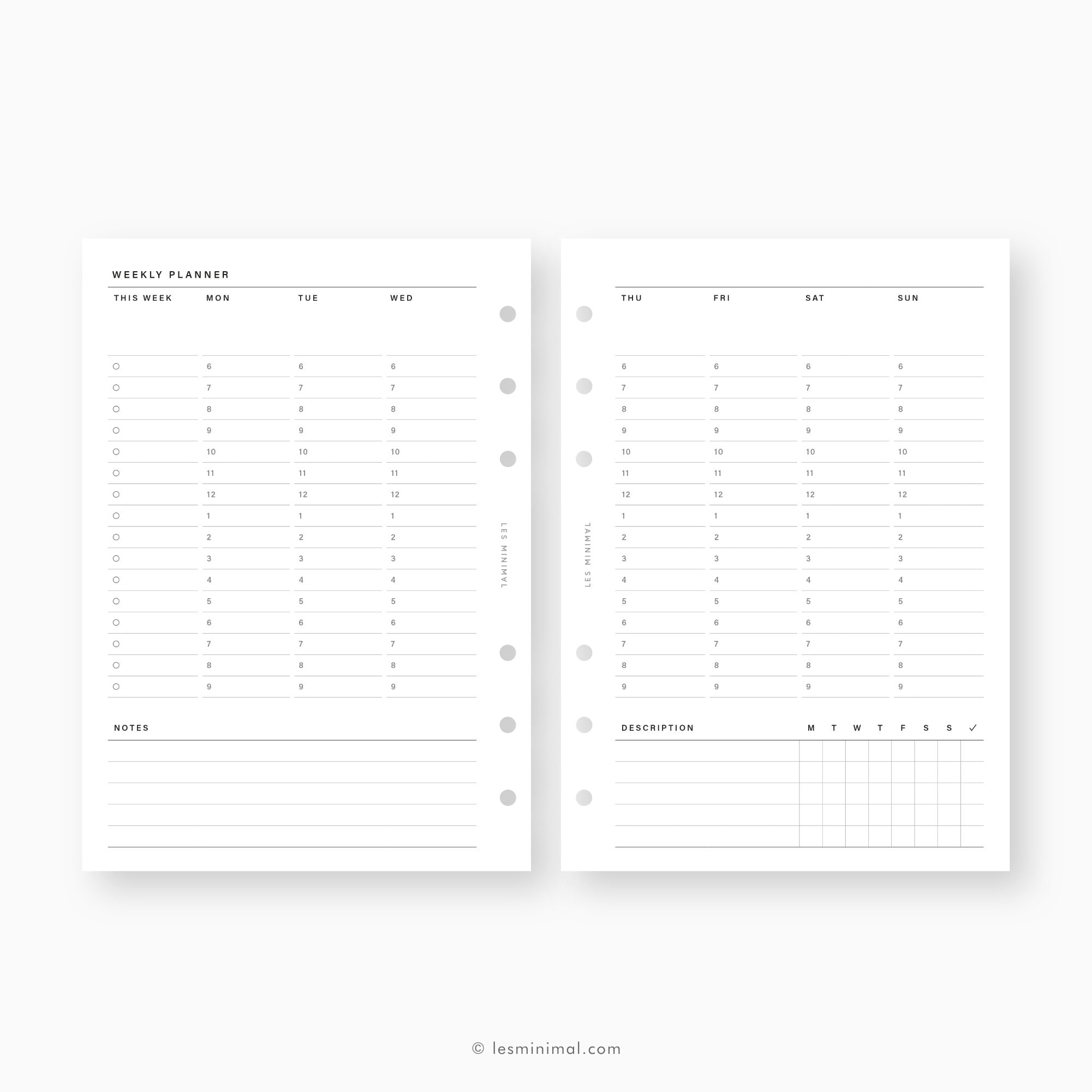 Undated Planner 5 am Start Task Organizer Weekly Timetable Printable A6 ...