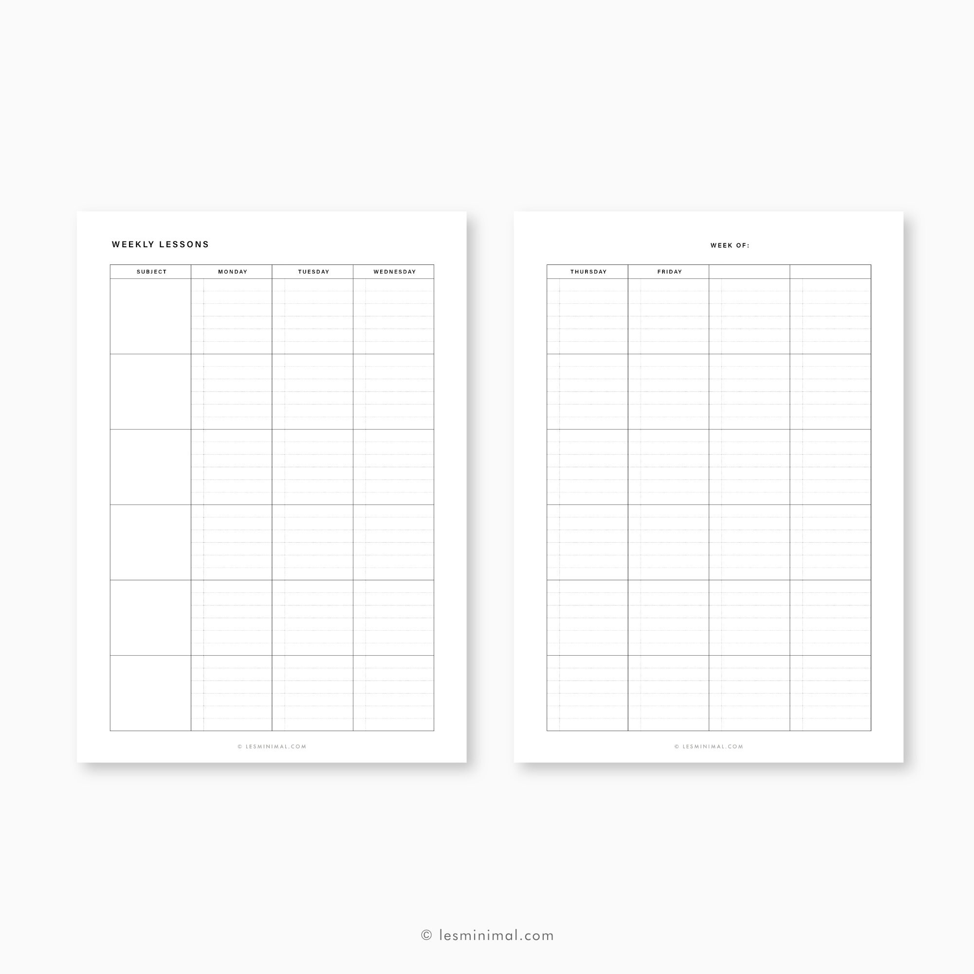 Printable Weekly Lesson Planner Template Minimalist Teacher - Etsy