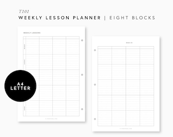 Printable Weekly Lesson Planner Template, Minimalist Teacher Planner 8 ...