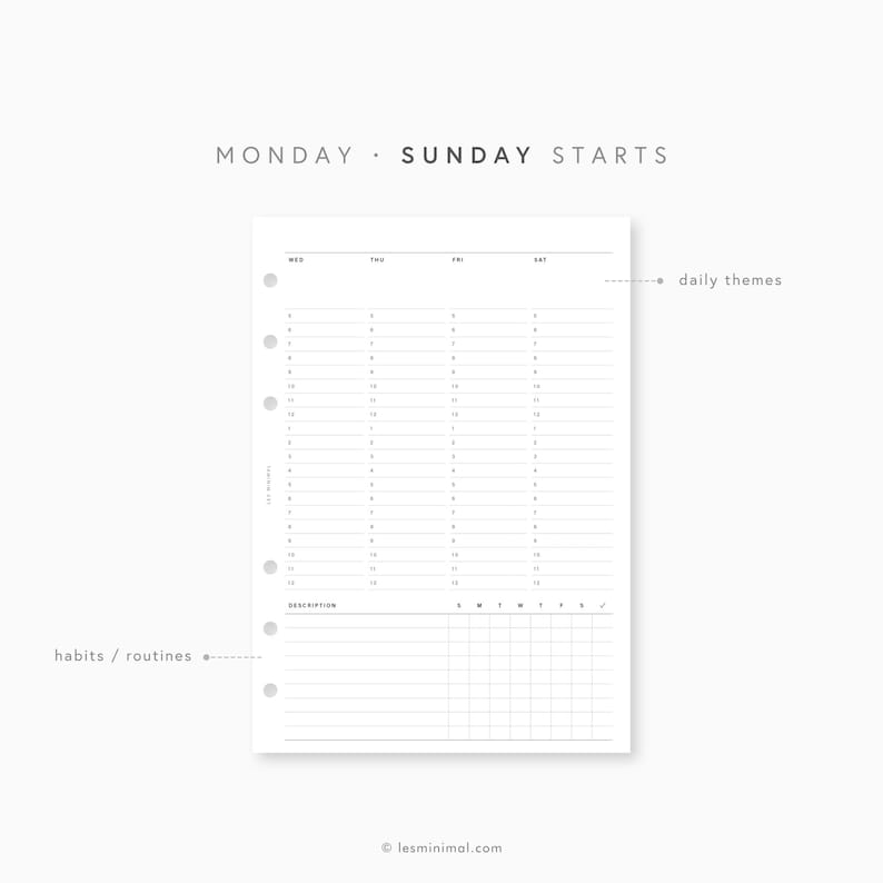 A5 Weekly Schedule Printable Weekly Hourly Planner Inserts | Etsy