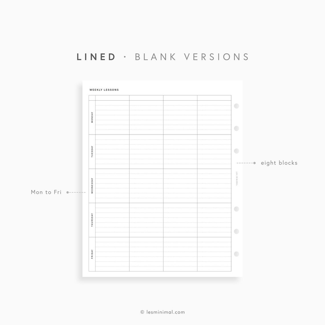 A5 Wide Printable Lesson Planner for School Teachers Lined - Etsy