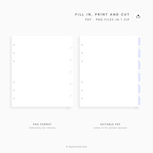 A5 Wide Editable Dividers Template for Planners, Printable DIY Divider ...