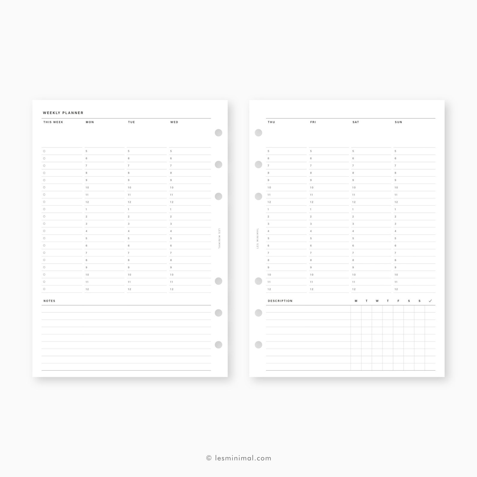 A5 Weekly Schedule Printable, Weekly Hourly Planner Inserts, Daily ...