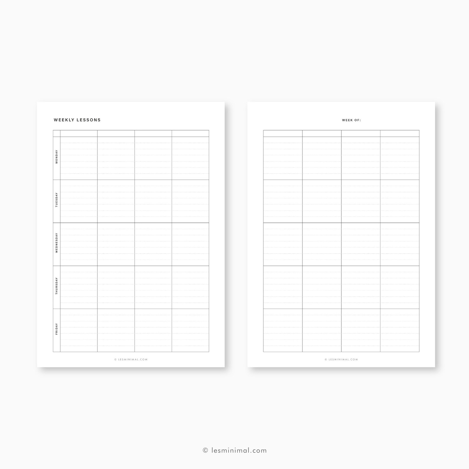 Printable Weekly Lesson Planner Template Minimalist Teacher | Etsy