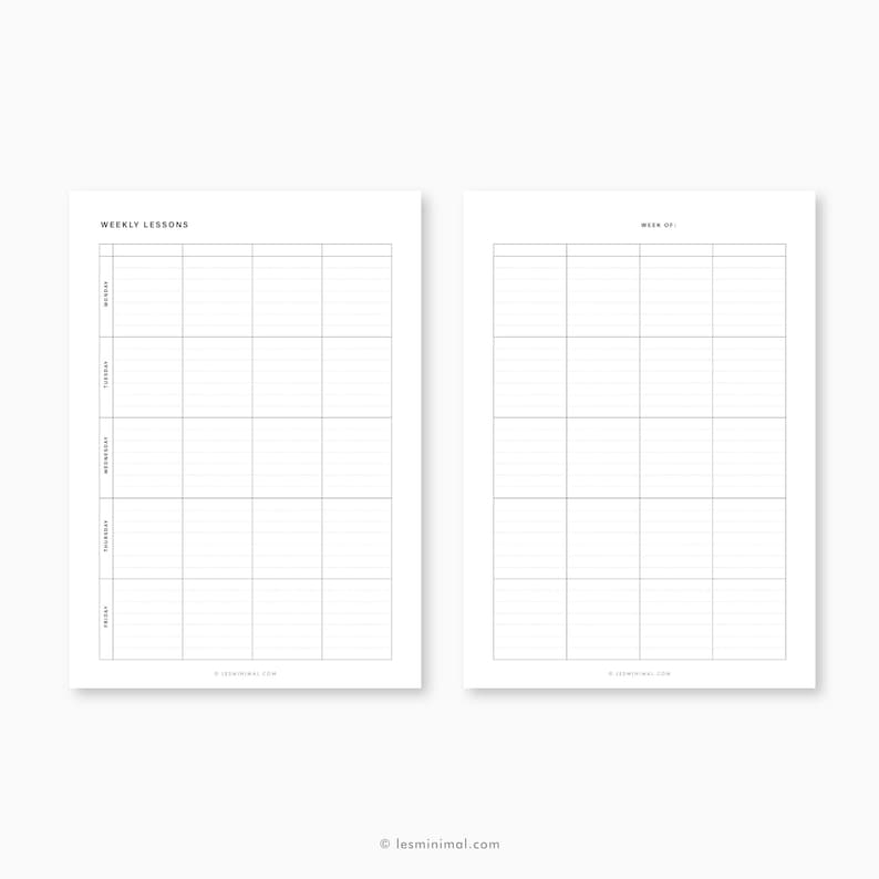 Printable Weekly Lesson Planner Template Minimalist Teacher | Etsy