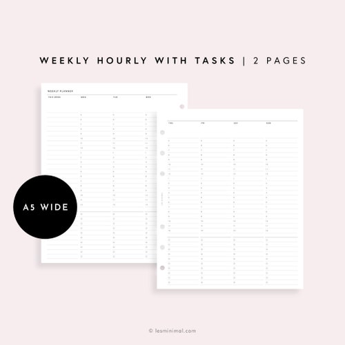 A5 Weekly Schedule Printable Weekly Hourly Planner Inserts - Etsy UK