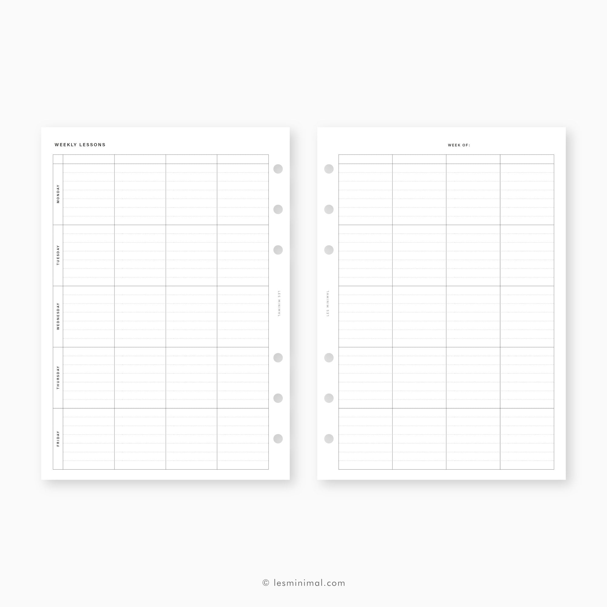 A5 Printable Weekly Lesson Planner 8 Blocks Template Minimal - Etsy