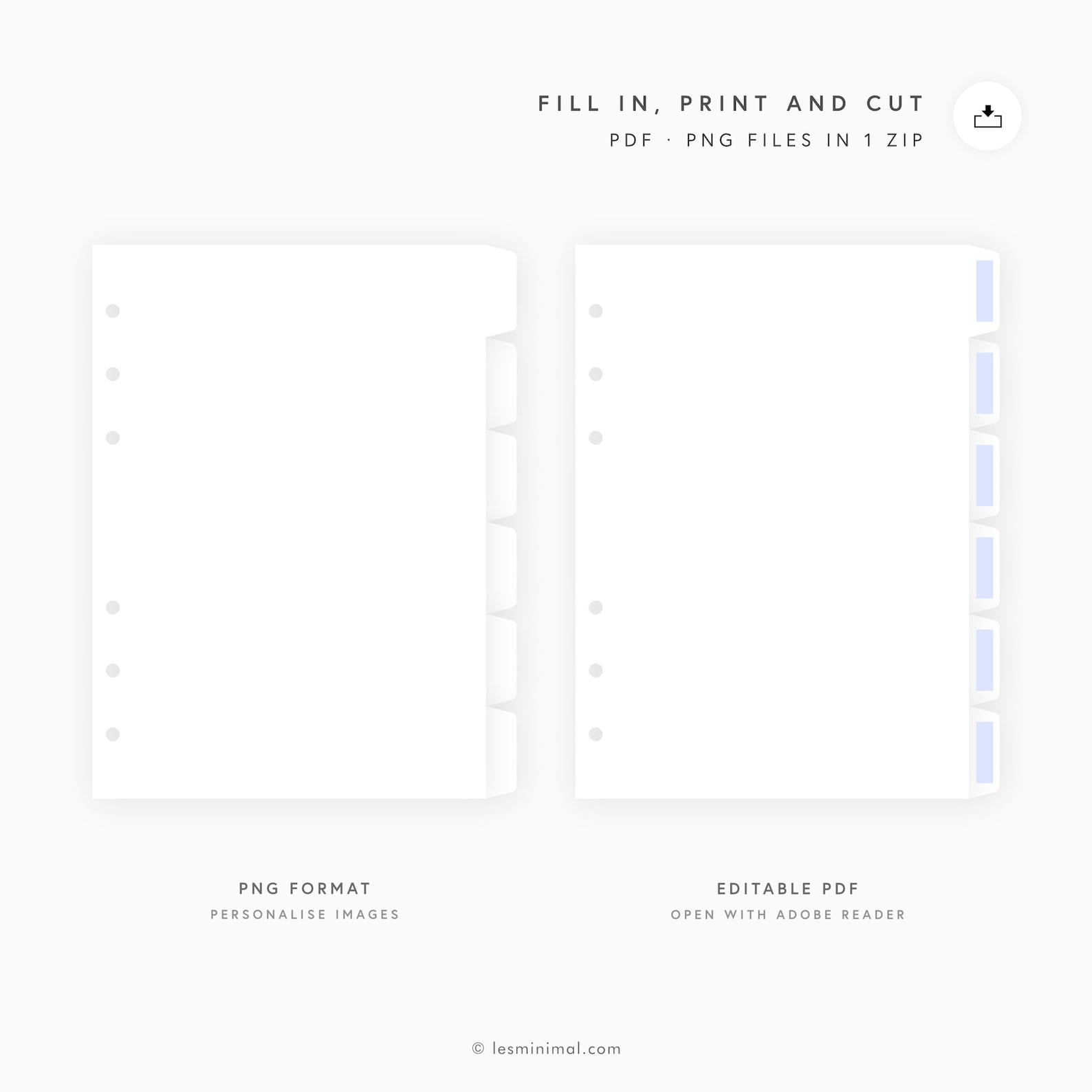 A5 Editable Dividers Template for Planners, Printable DIY Divider Tabs ...