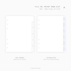 A5 Editable Dividers Template for Planners, Printable DIY Divider Tabs ...