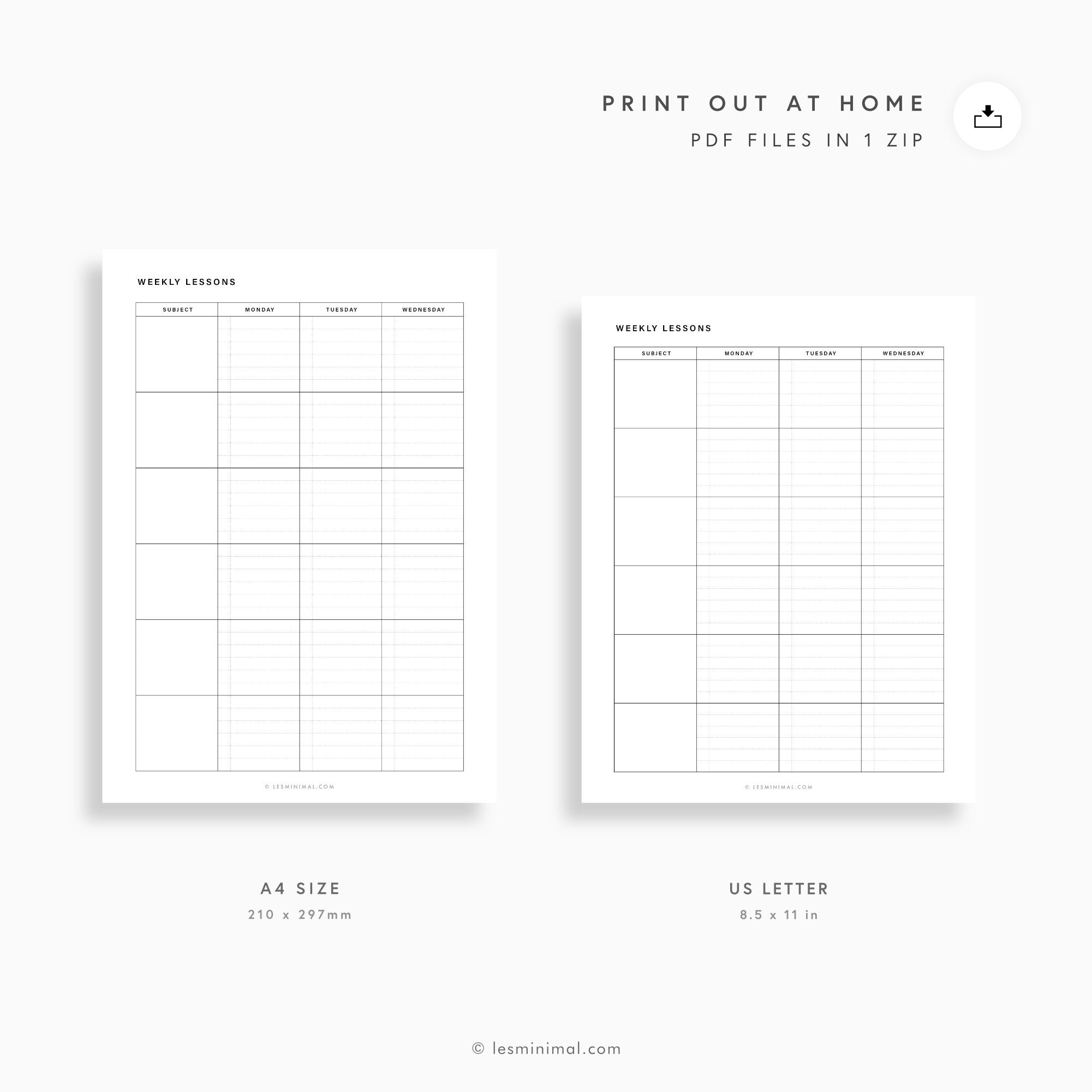 Printable Weekly Lesson Planner Template Minimalist Teacher - Etsy