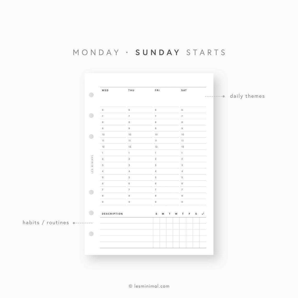 A6 Weekly Schedule Printable, Weekly Hourly Planner Inserts, Vertical ...