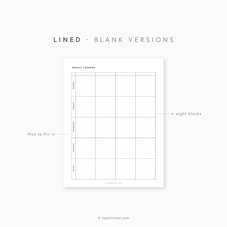 Printable Weekly Lesson Planner Template Minimalist Teacher | Etsy