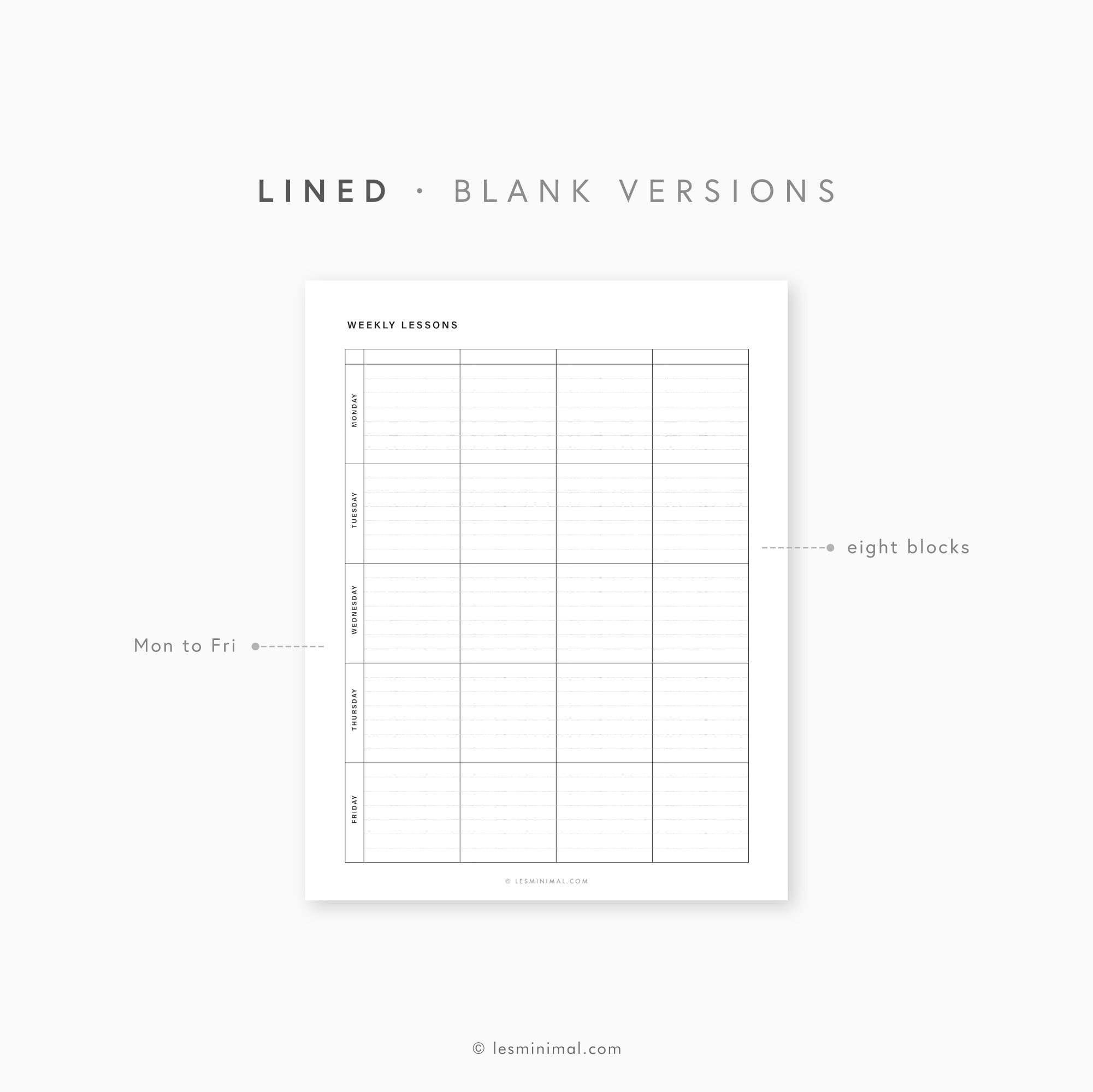 Printable Weekly Lesson Planner Template, Minimalist Teacher Planner 8 ...
