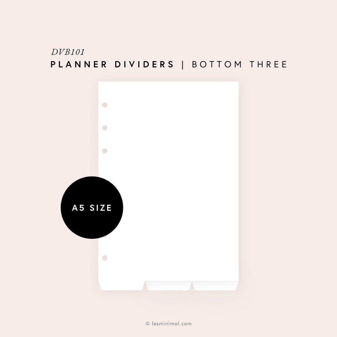 A5 Editable Dividers Template for Planners, 3 Bottom Dashboards ...