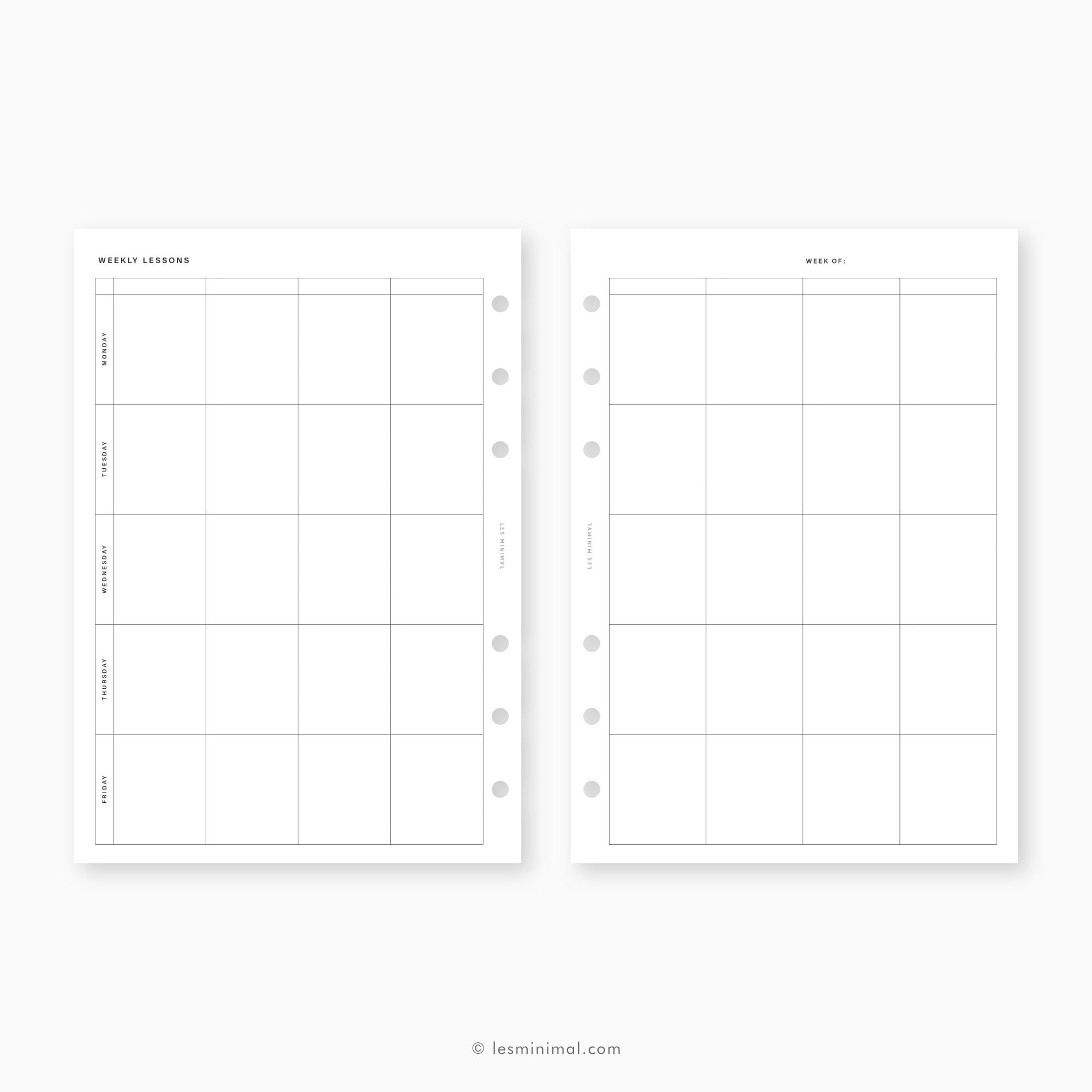 A5 Printable Weekly Lesson Planner 8 Blocks Template Minimal - Etsy