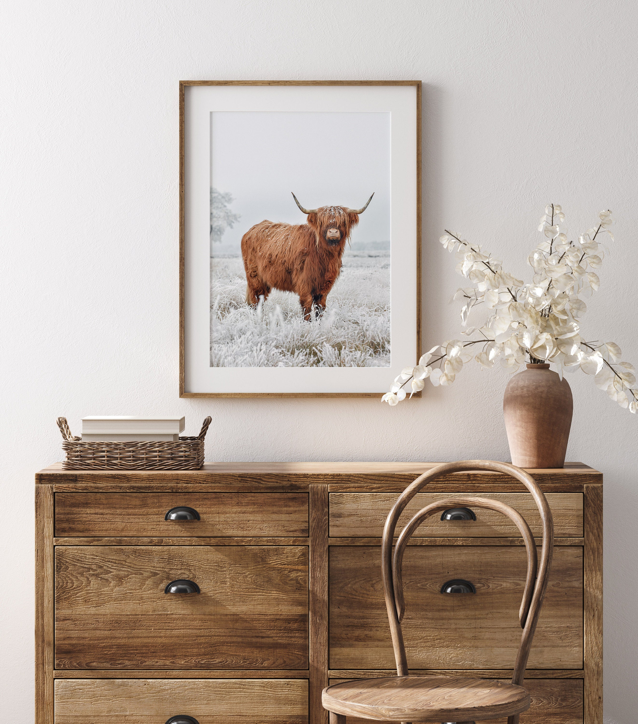 Printable Photo of a Highland Cow in the Snow, Winter Farmhouse Decor ...