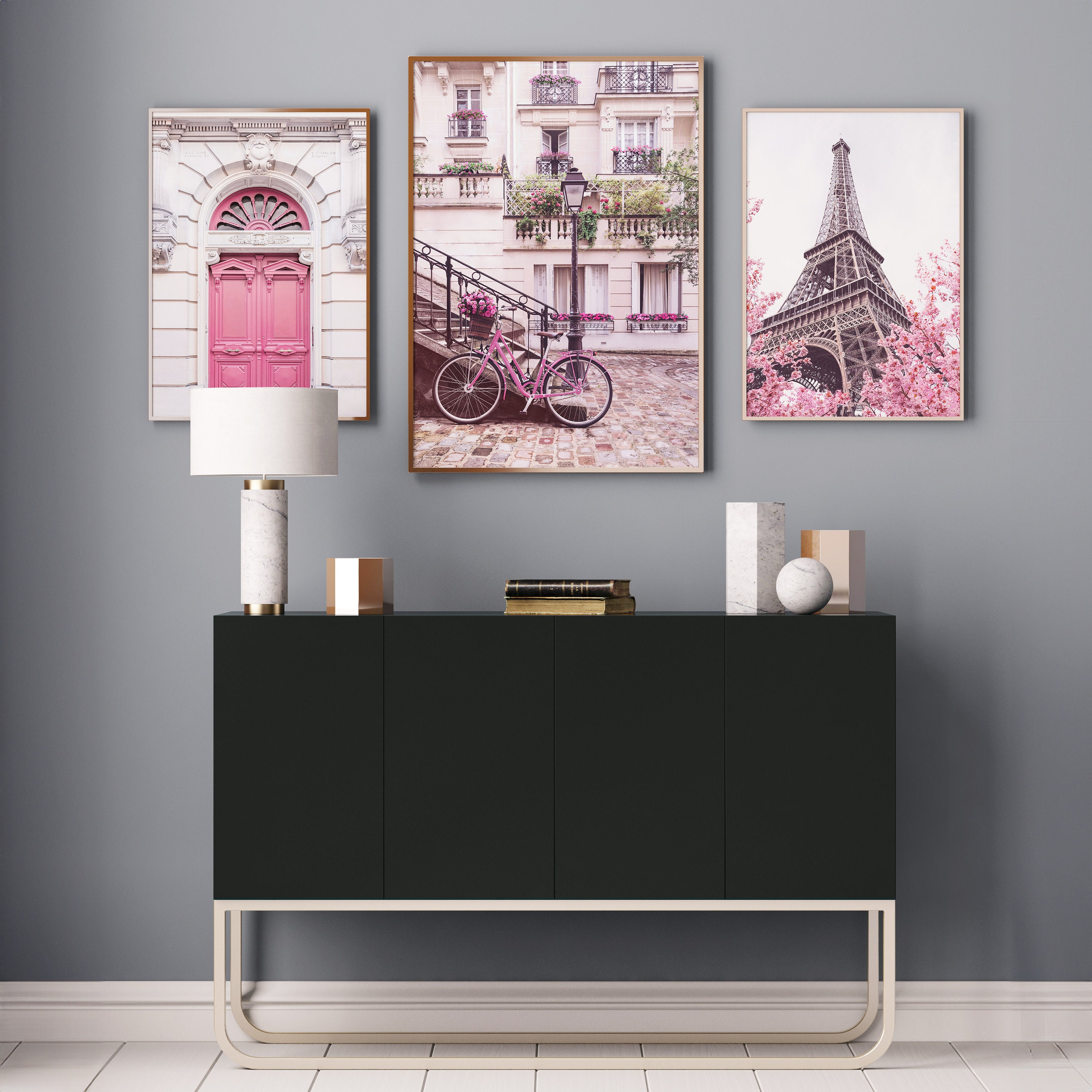 Set of 3 Printable Pink Paris Photos, Paris Gallery Wall Set, European ...