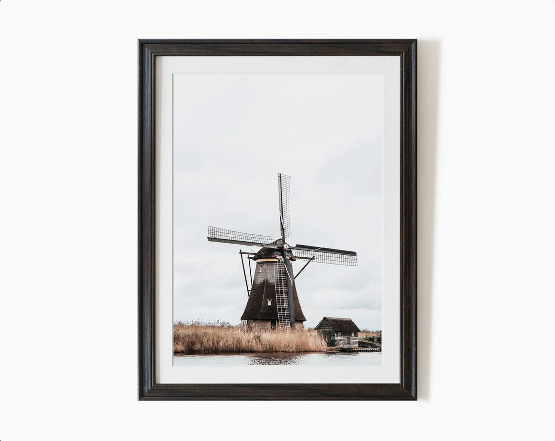Printable Photo of a Dutch Windmill by the Water Modern - Etsy