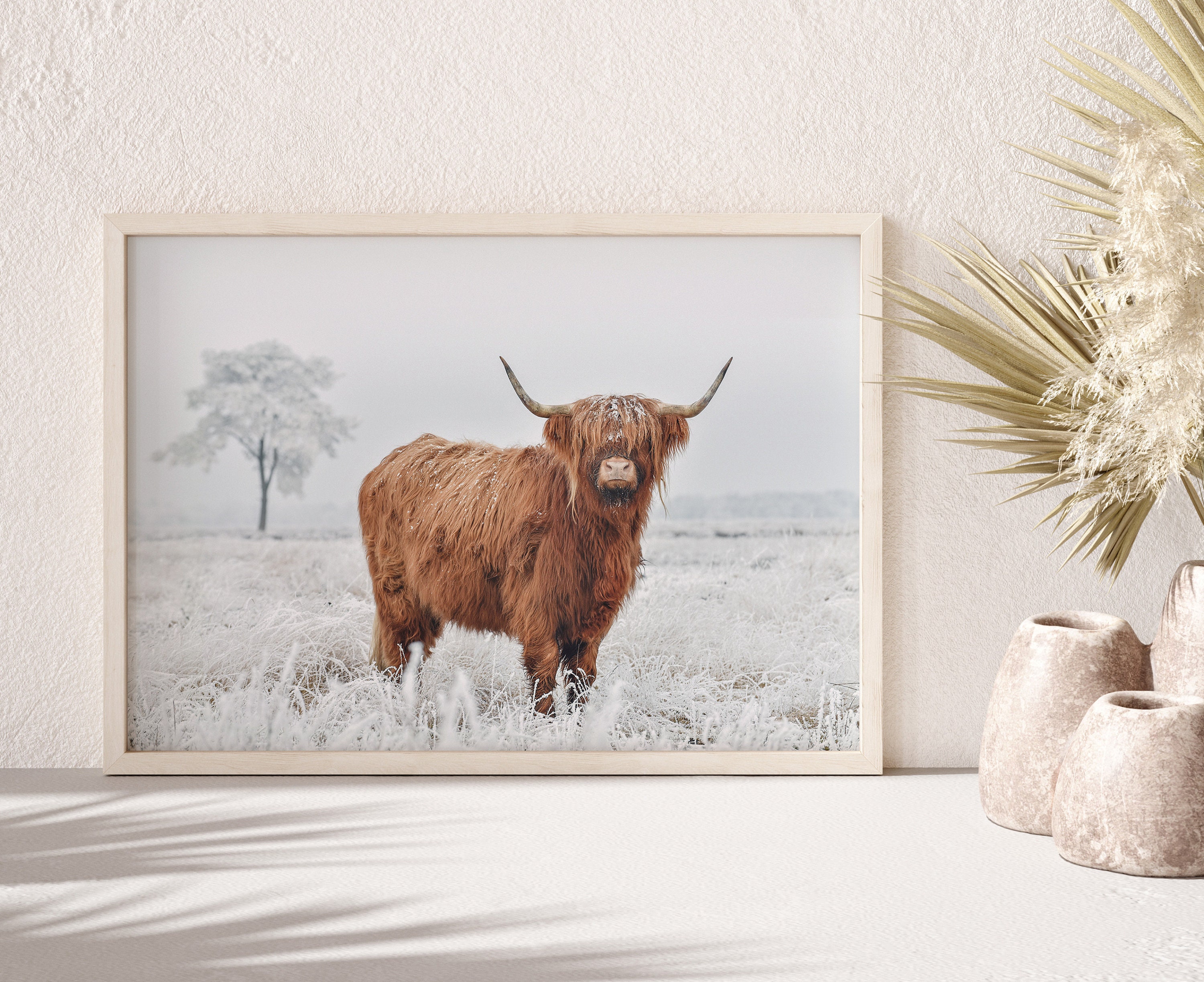 Printable Photo of a Highland Cow in the Snow, Winter Farmhouse Decor ...
