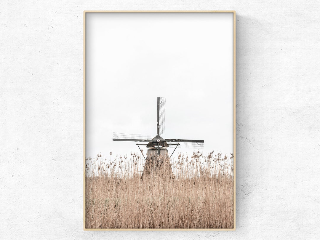 Printable Photo of a Dutch Windmill, Modern Farmhouse Decor, Digital ...