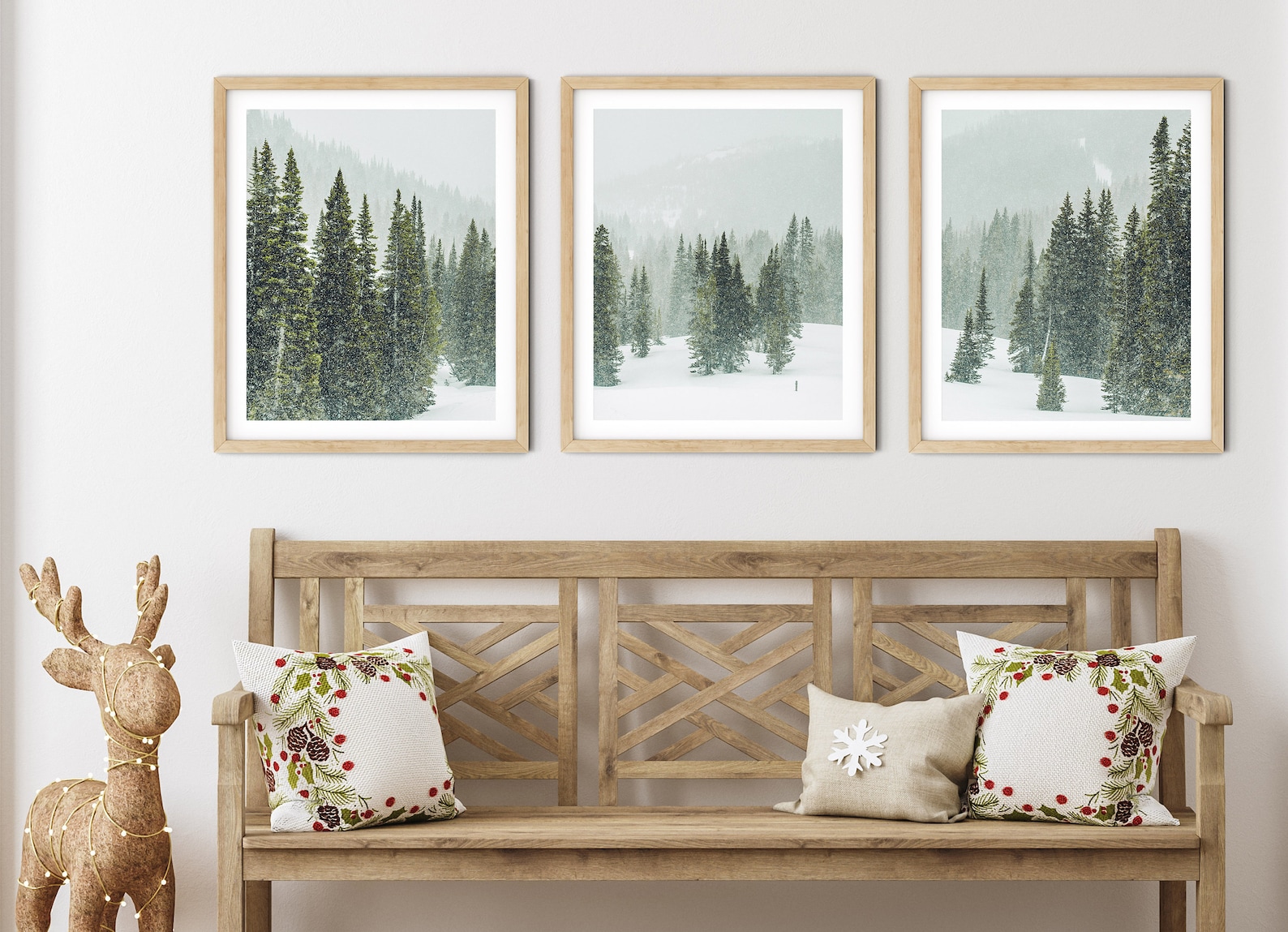 SET OF 3 Winter Forest Prints Snow Christmas Trees Printable | Etsy